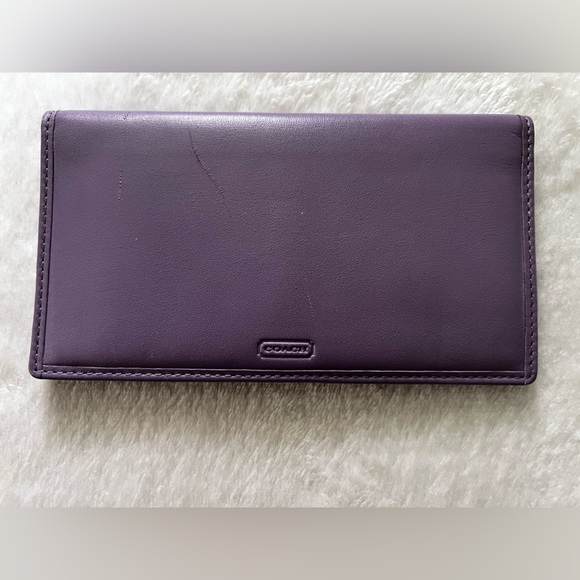 Coach | Accessories | Coach Lavender Leather Checkbook Cover Case ...